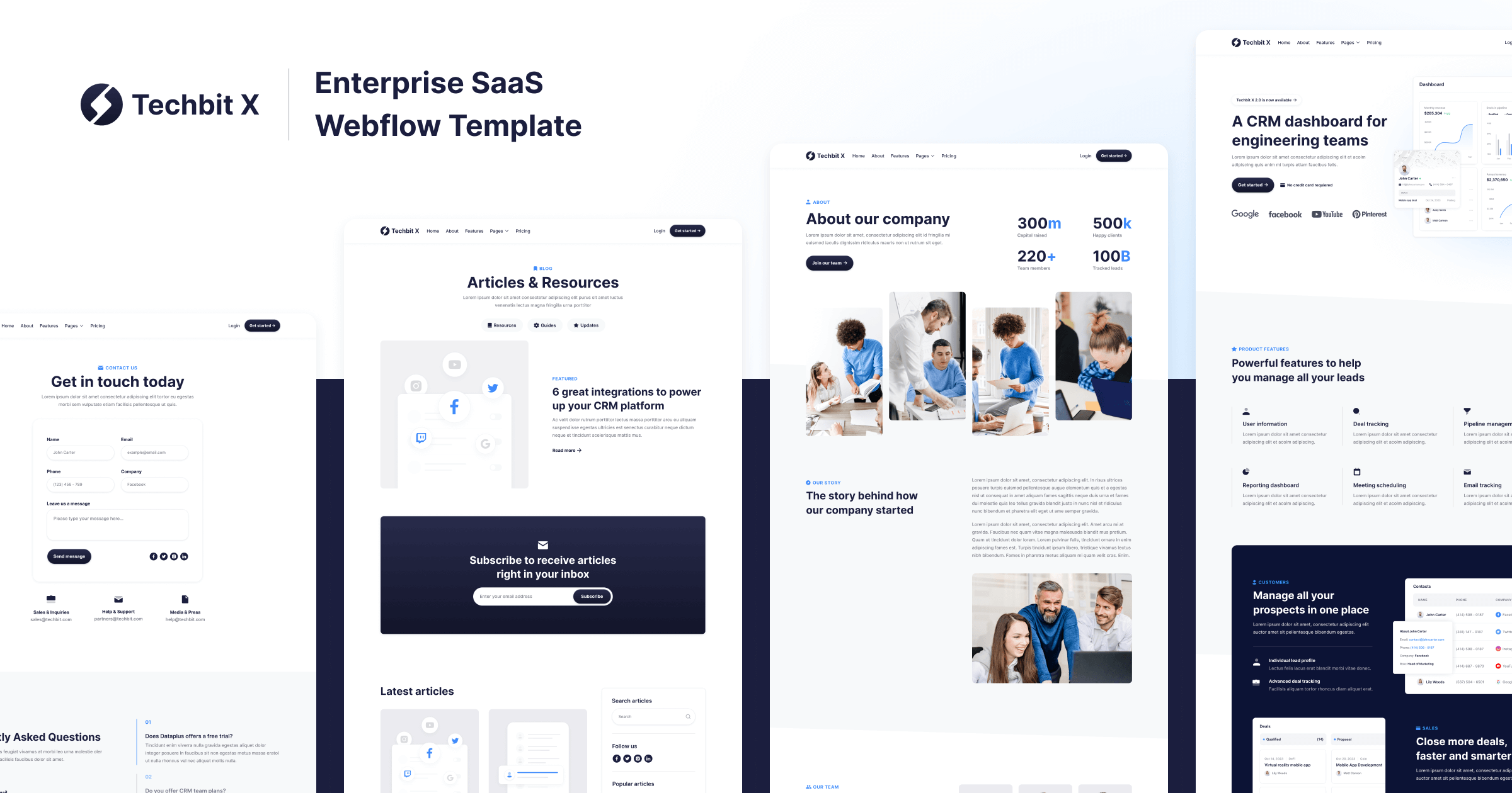 Enterprise SaaS Webflow Template - Techbit X | BRIX Templates