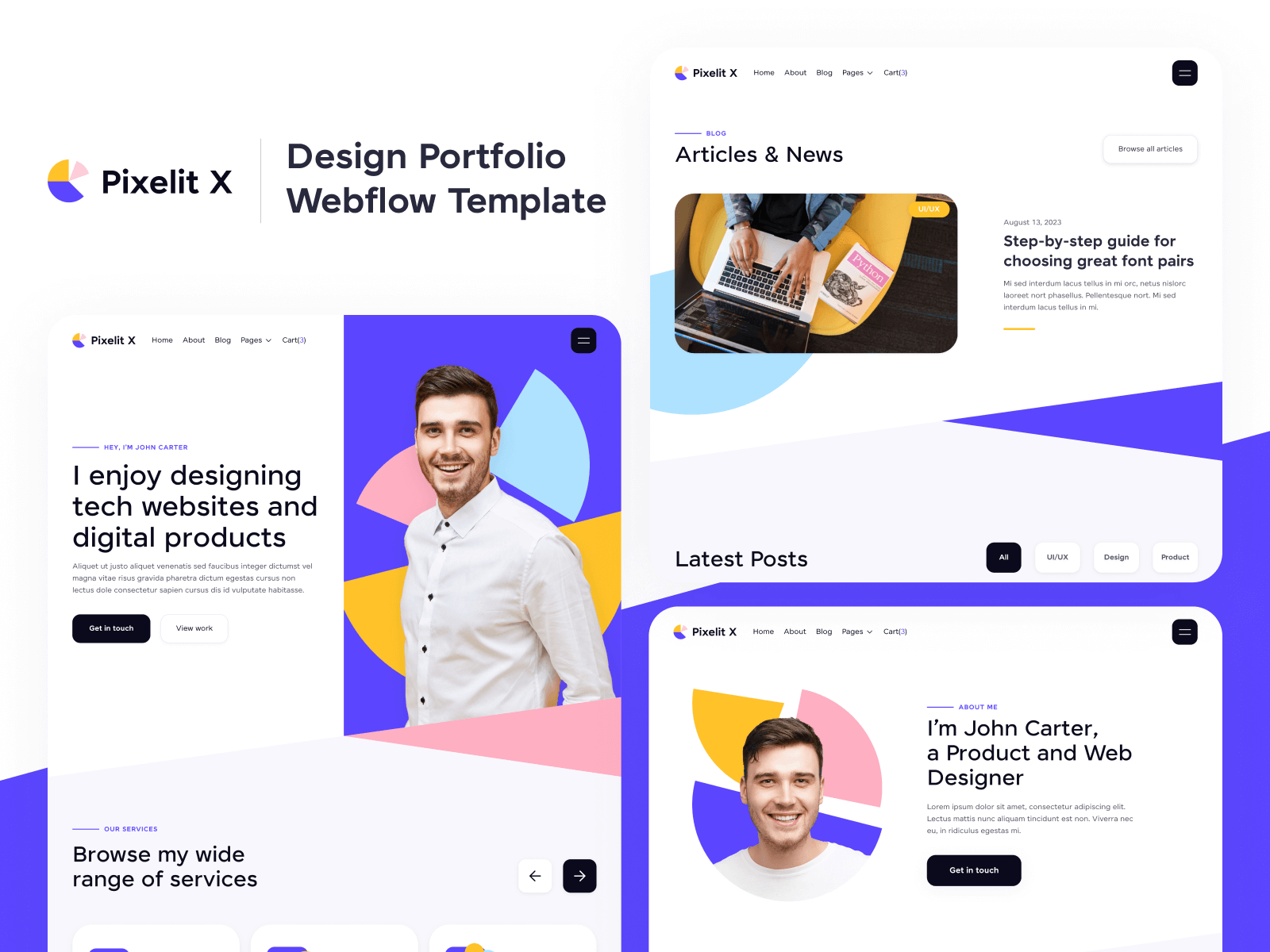 Designer Portfolio Webflow Template - Pixelit X | BRIX Templates