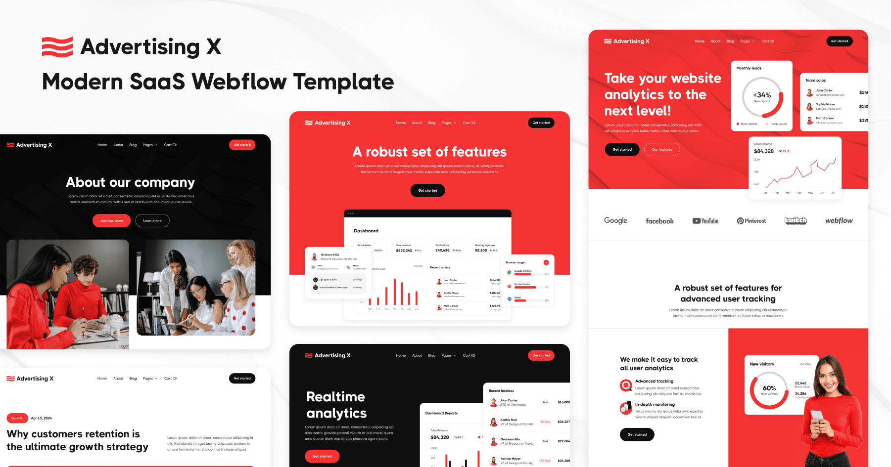 Modern SaaS Webflow Template - Advertising X | BRIX Templates
