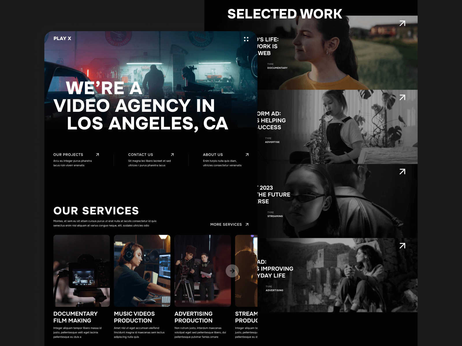 Video Production Agency Webflow Template - Play X | BRIX Templates