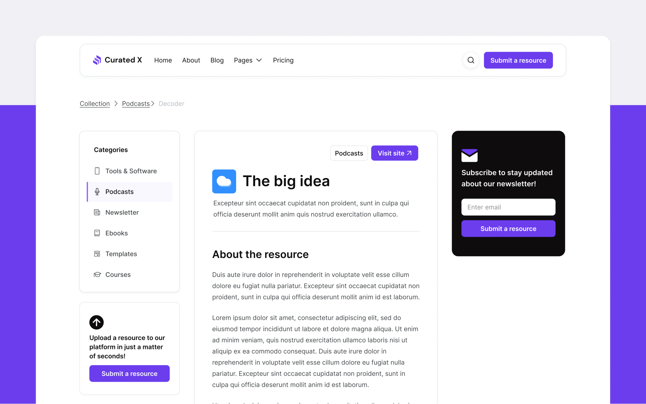 Curation Website Webflow Template - Curated X | BRIX Templates