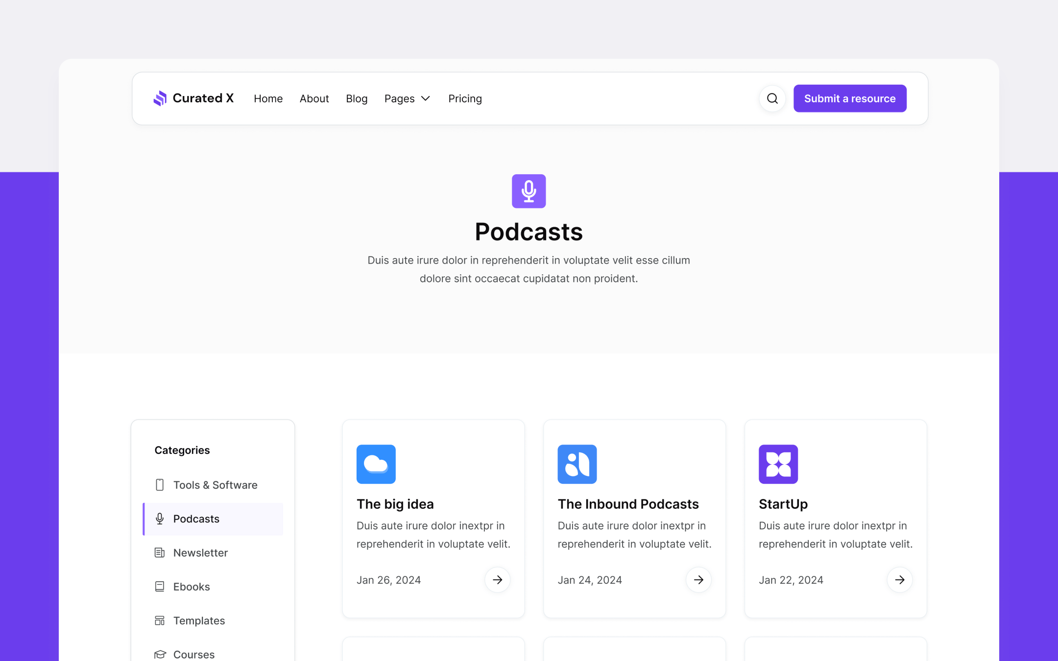Curation Website Webflow Template - Curated X | BRIX Templates