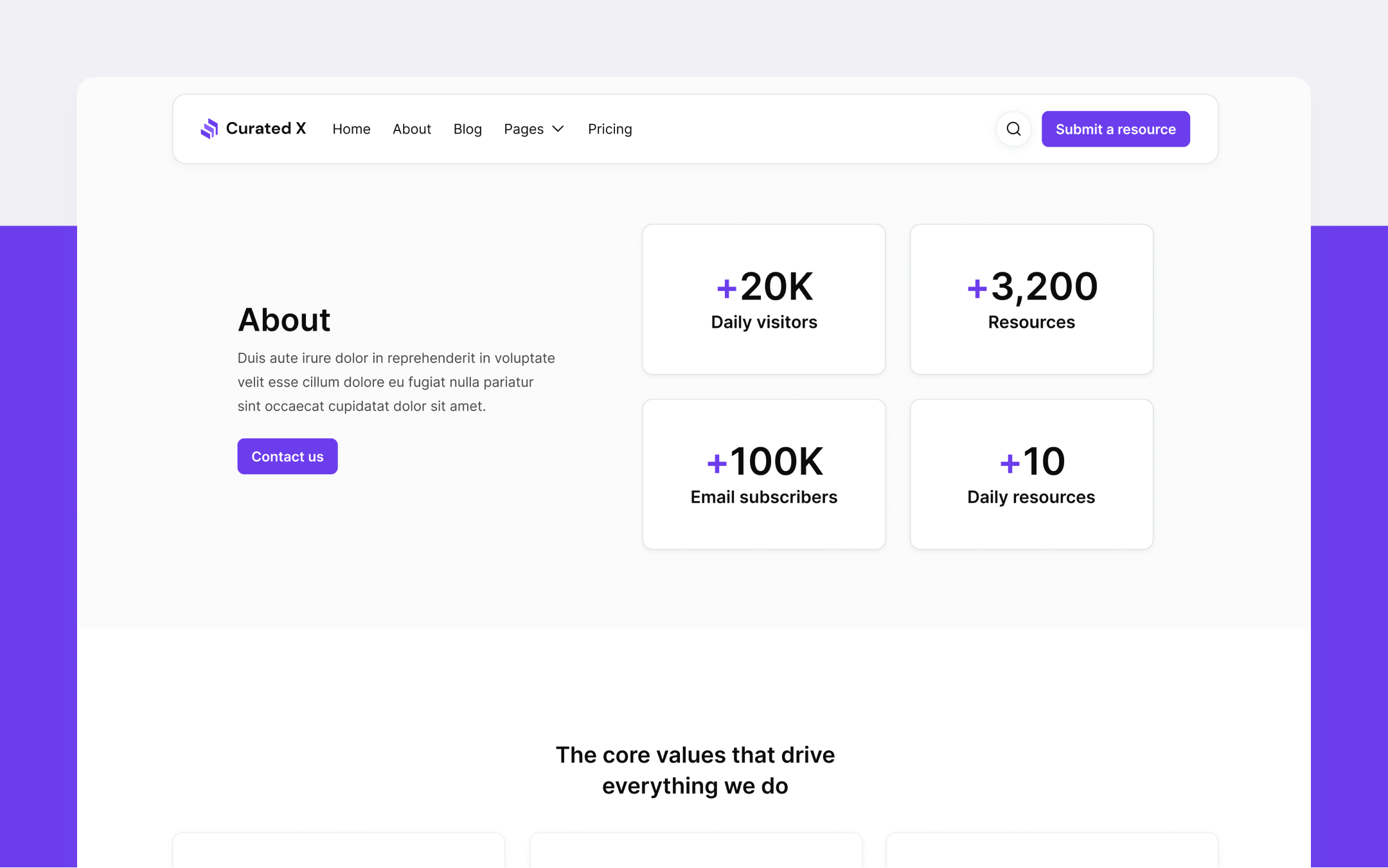 Curation Website Webflow Template - Curated X | BRIX Templates