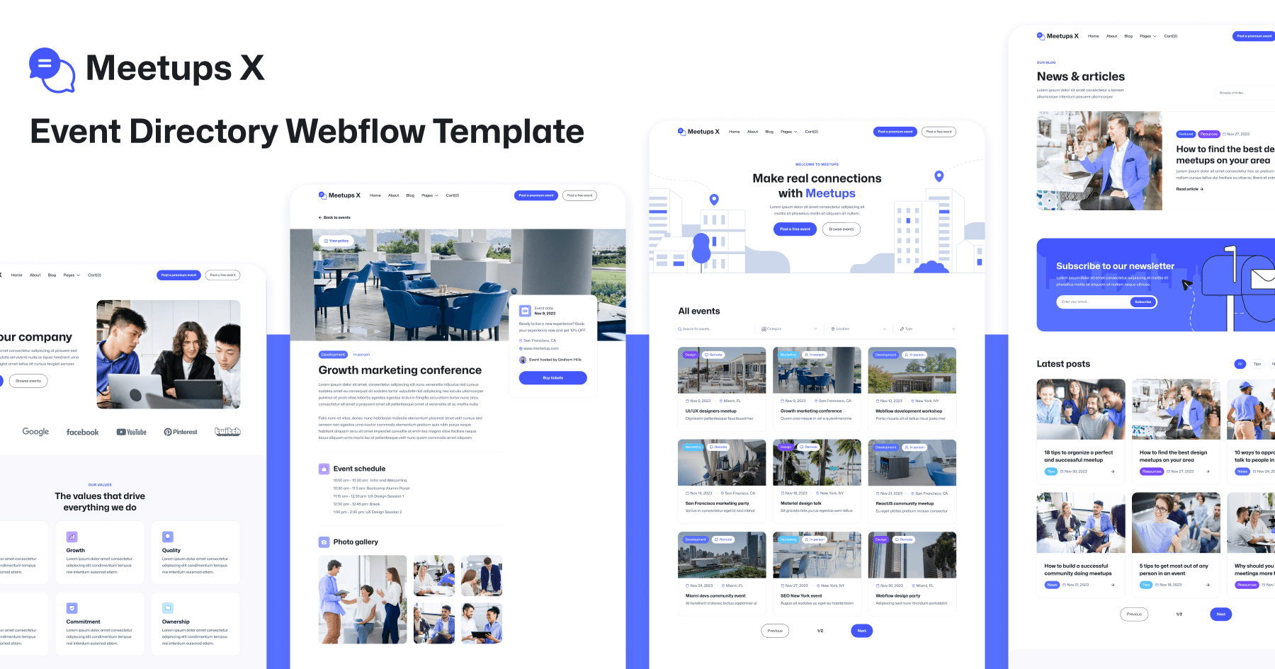 Event Directory Webflow Template - Meetups X | BRIX Templates