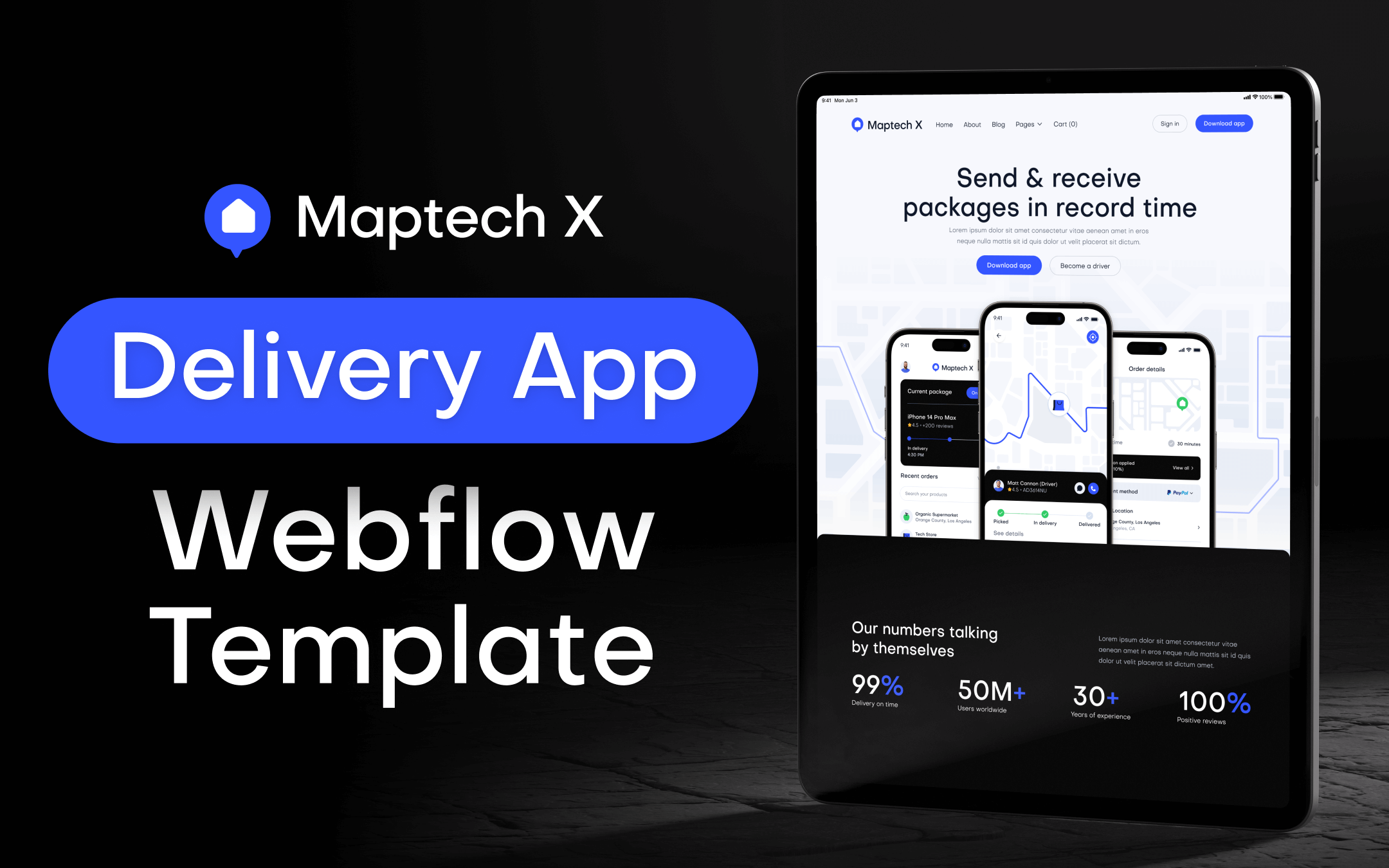 Transport App Webflow Template - MapTech X | BRIX Templates