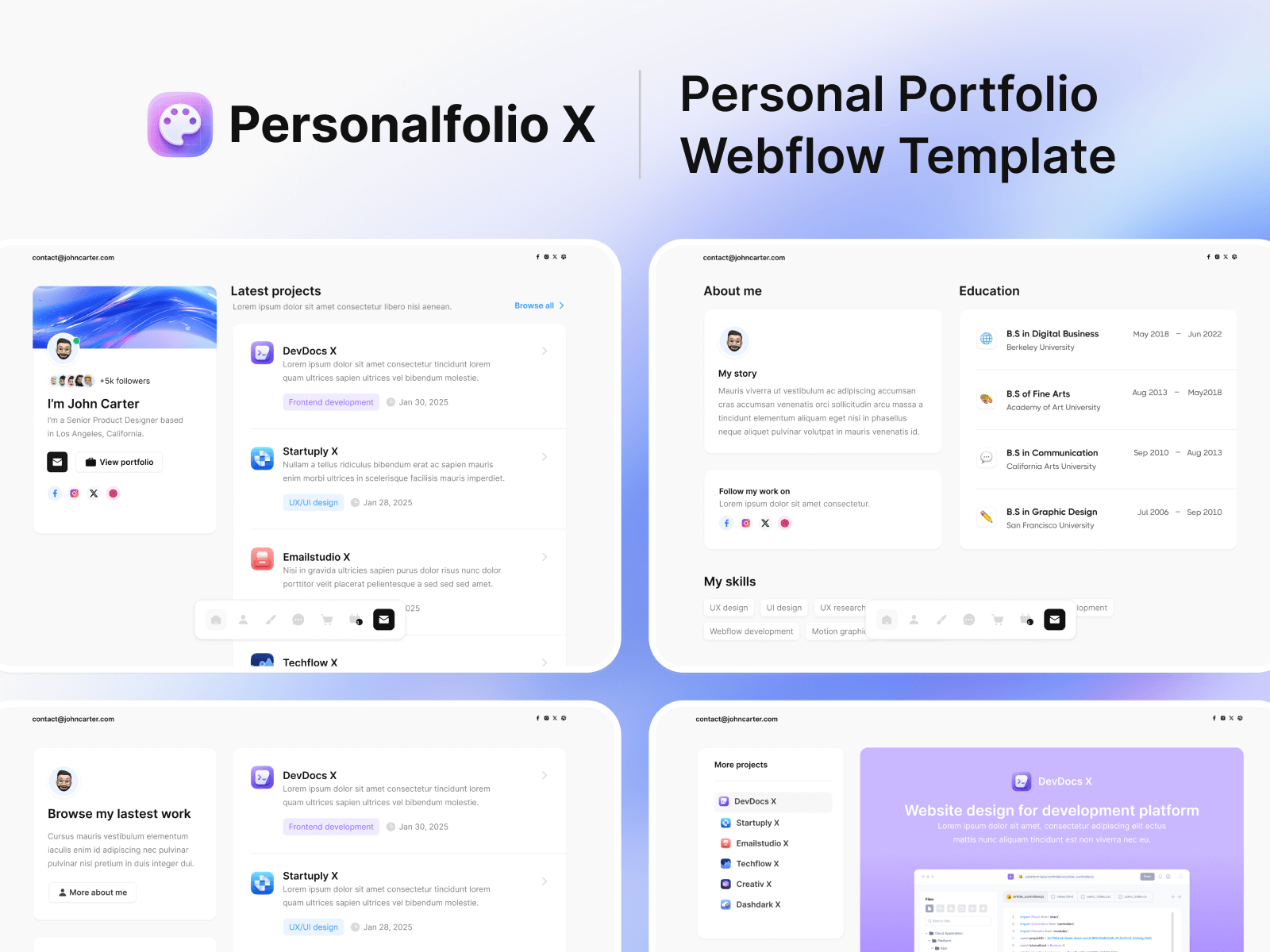 Personal Portfolio Webflow Template Personalfolio X Brix Templates