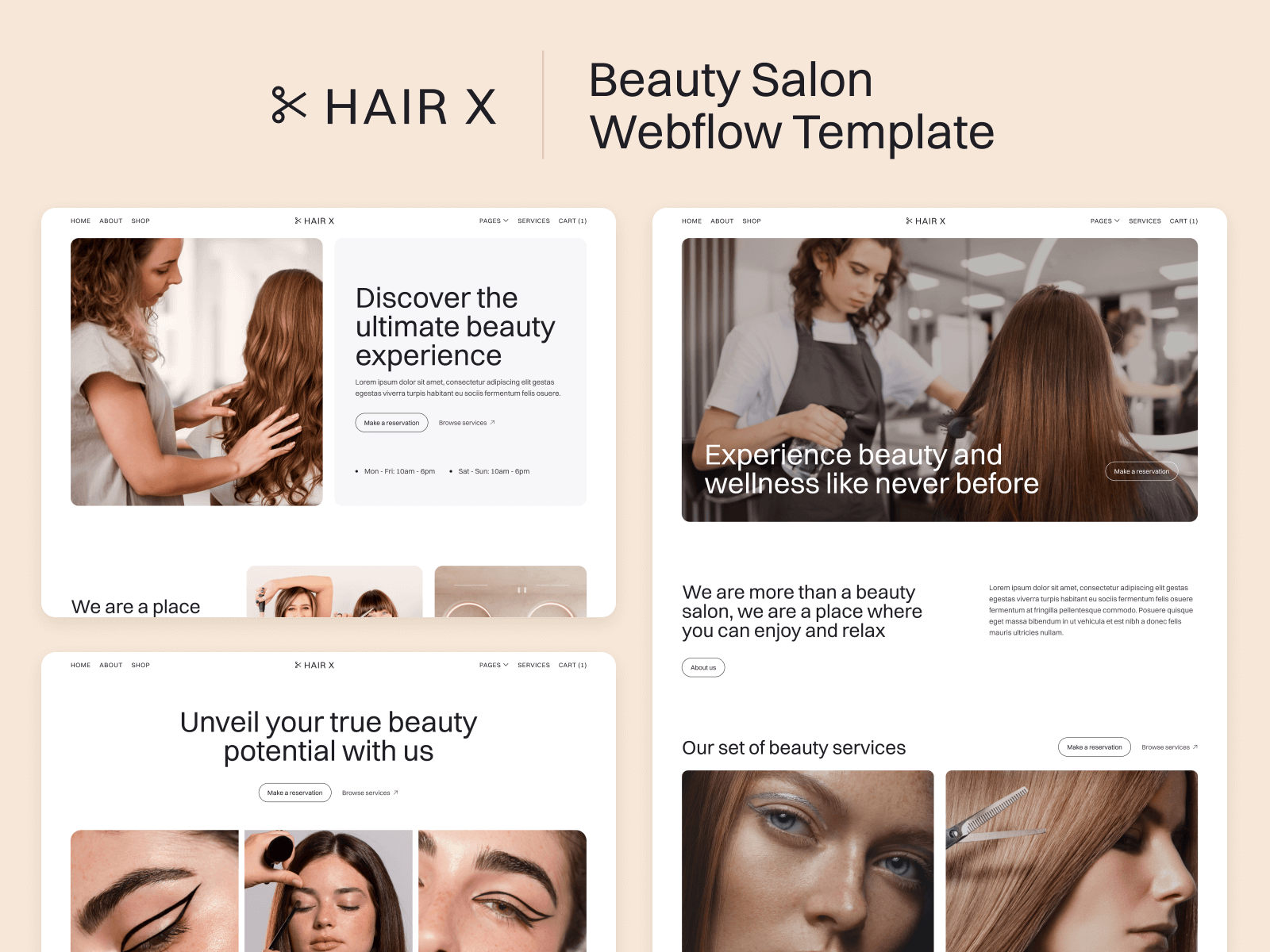 Hair & Beauty Salon Webflow Template - Hair X | BRIX Templates