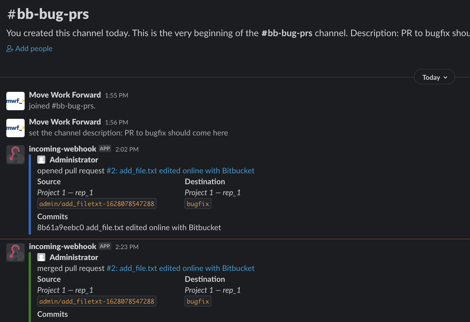 Bitbucket Slack channel and hook overrides using patterns