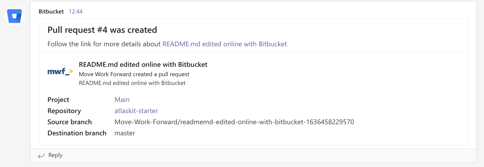 How to get Microsoft Teams notifications from Atlassian Bitbucket Cloud