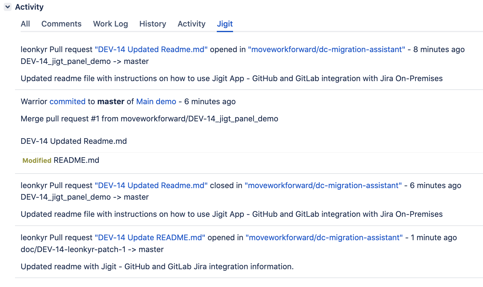 Jira Development Panel for GitHub and GitLab