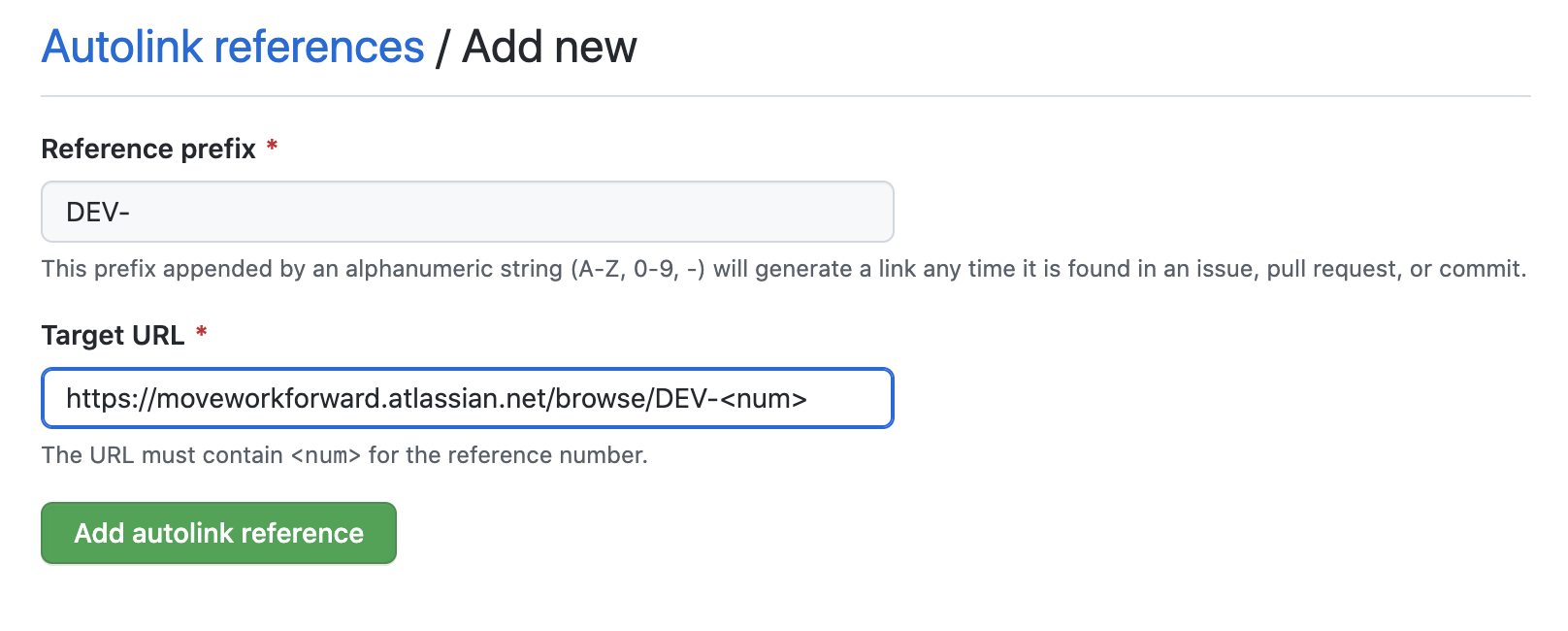How to make autolinks of Jira issue keys in Github