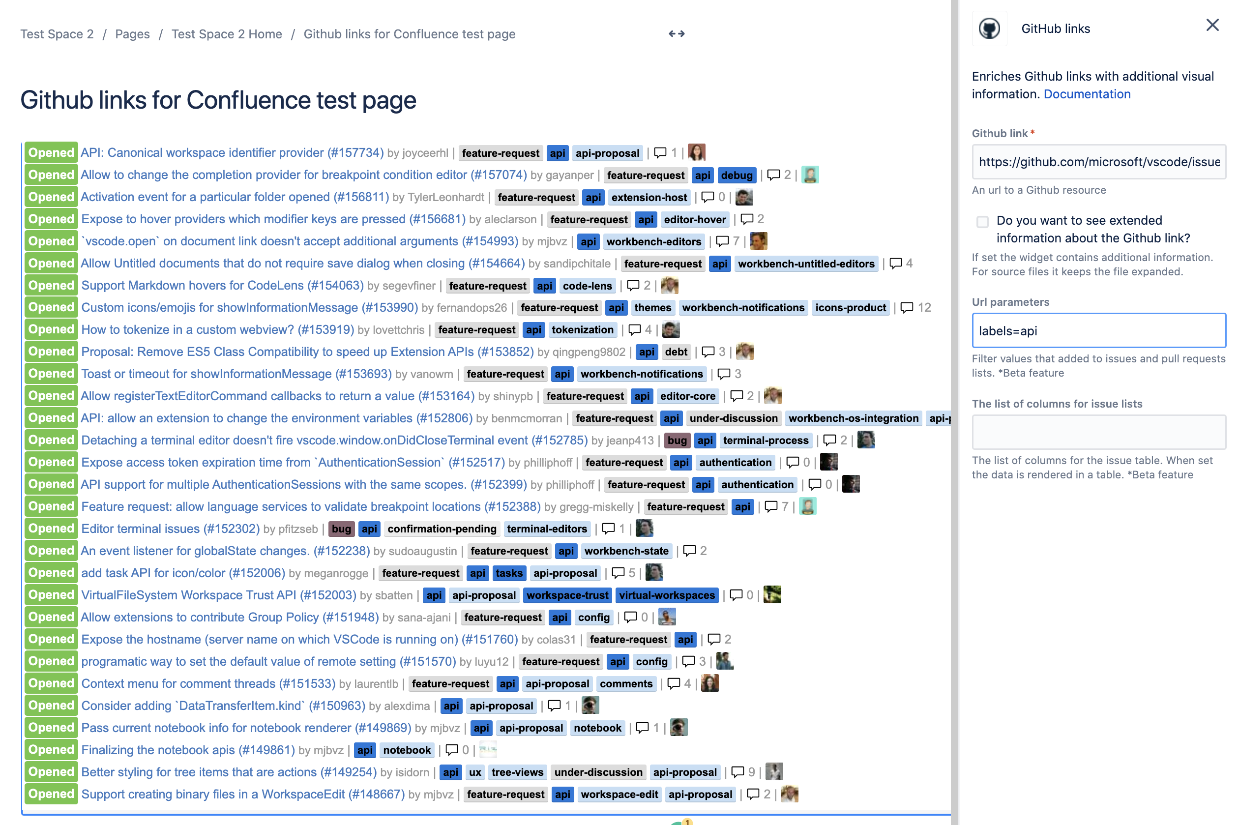 How to display Github issue list in Confluence?