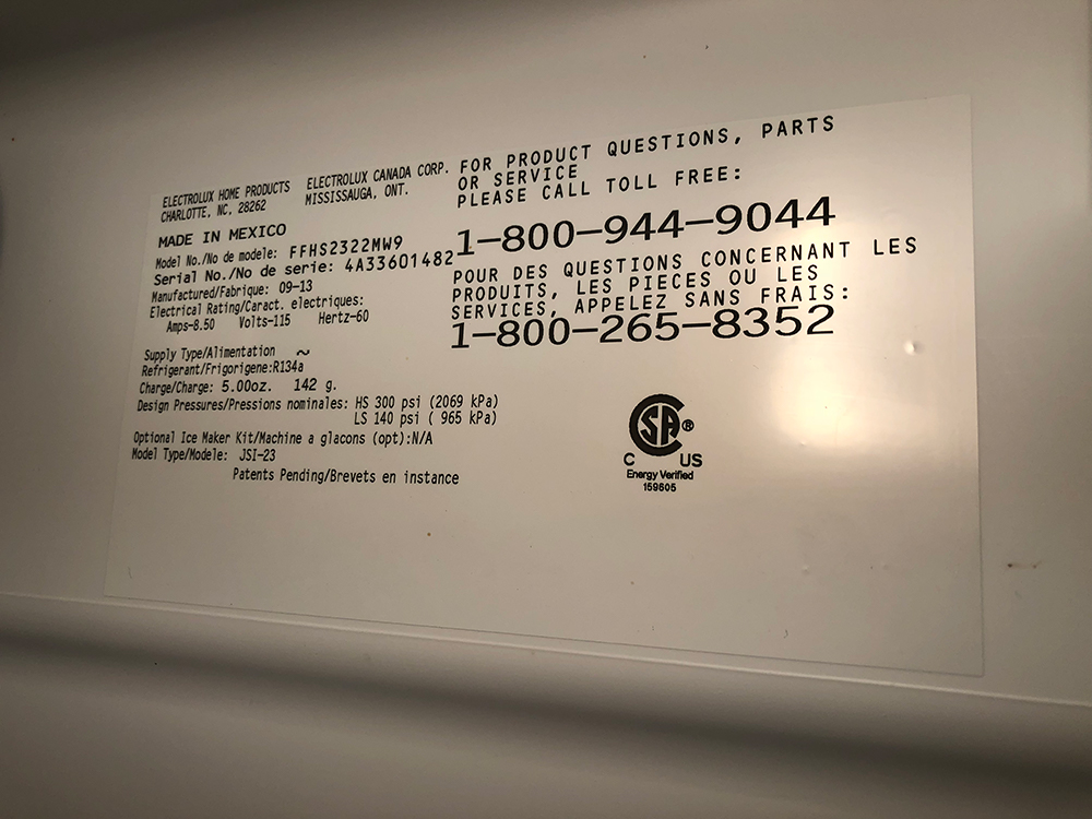 ᐉ Refrigerator Frigidaire model JSI-23 — High Temperature — Repair in ...