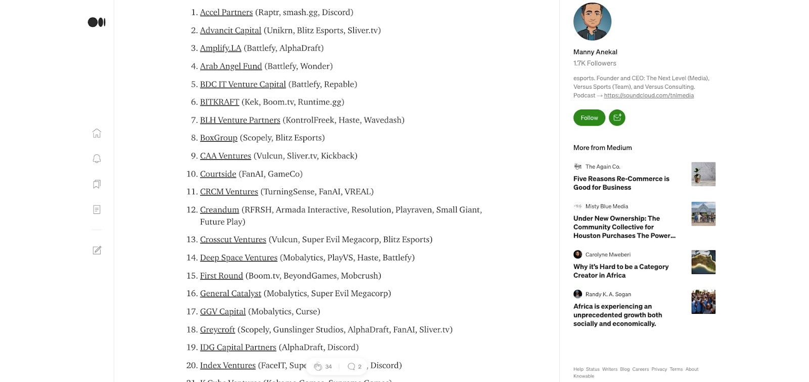 Venture Capital List - Database of 44 VC Lists