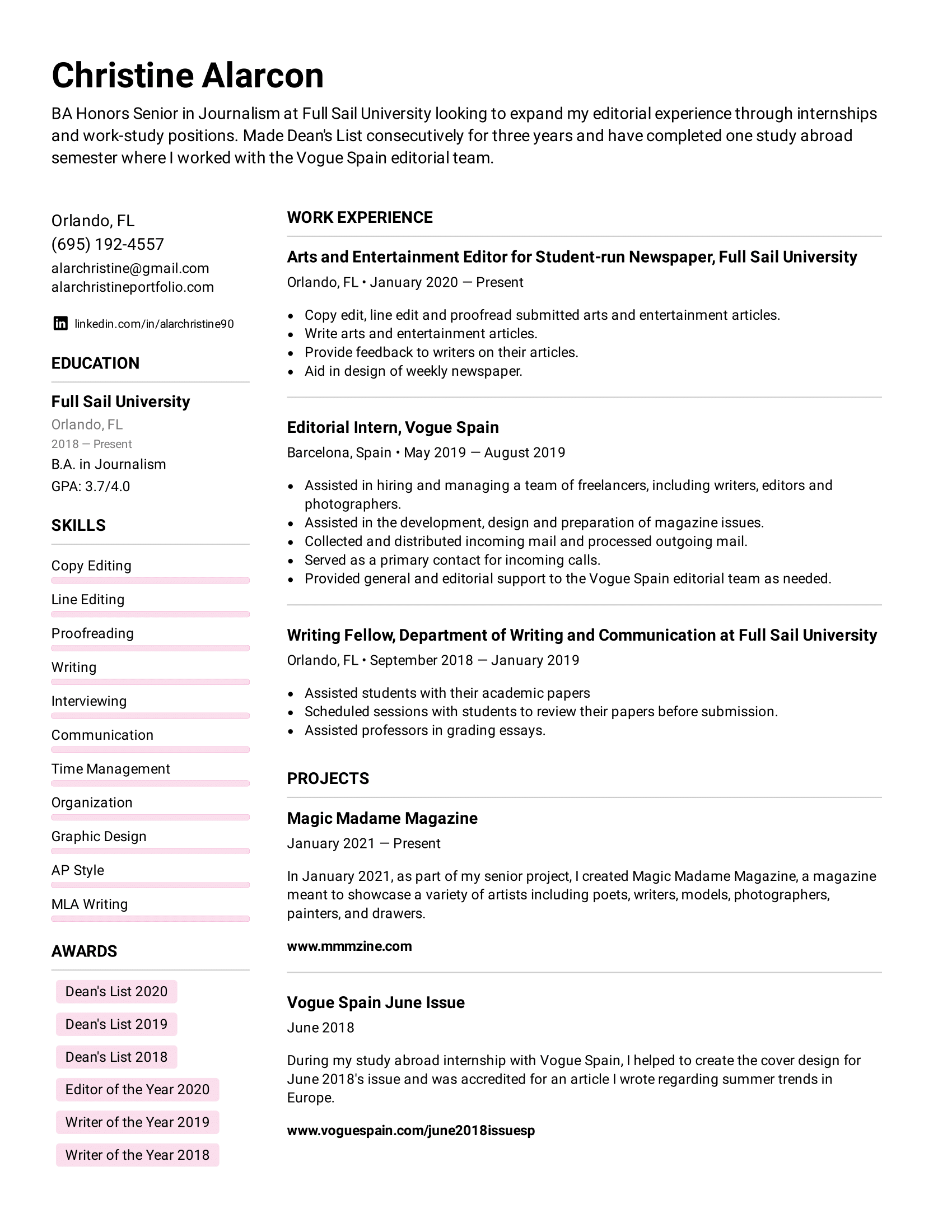 Internship Resume Example Writing Tips For 2022 Internship Resume Example Writing Tips For 2022