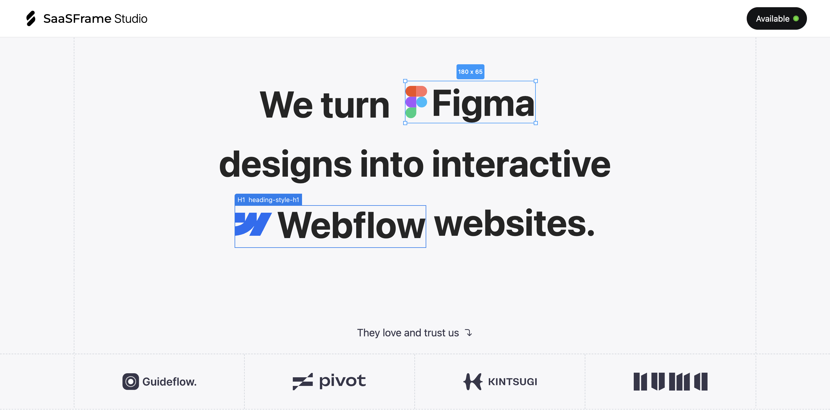 Turn Figma Design to Webflow Websites - SaaSFrame Studio