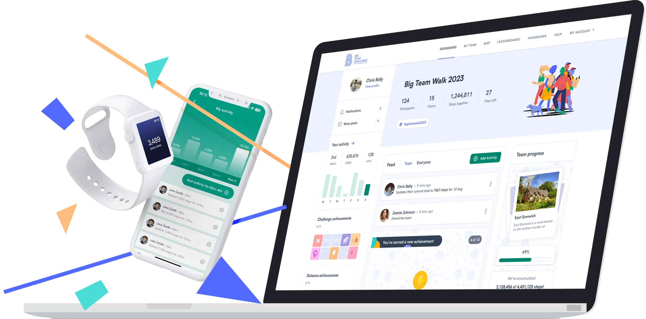 features for our step challenges app