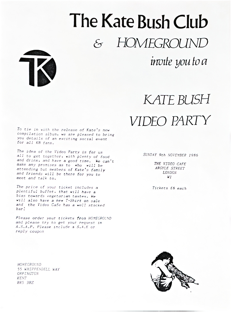 'Kate Bush Video Party' Invitation Letter | Tours & Store | Kate Bush ...