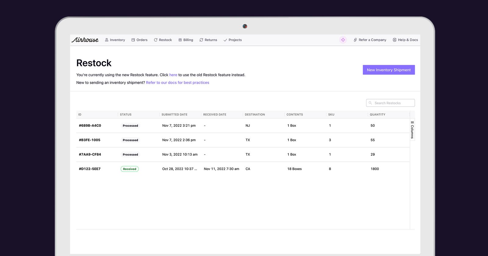 New Feature: Updated Restock & Freight Coordination