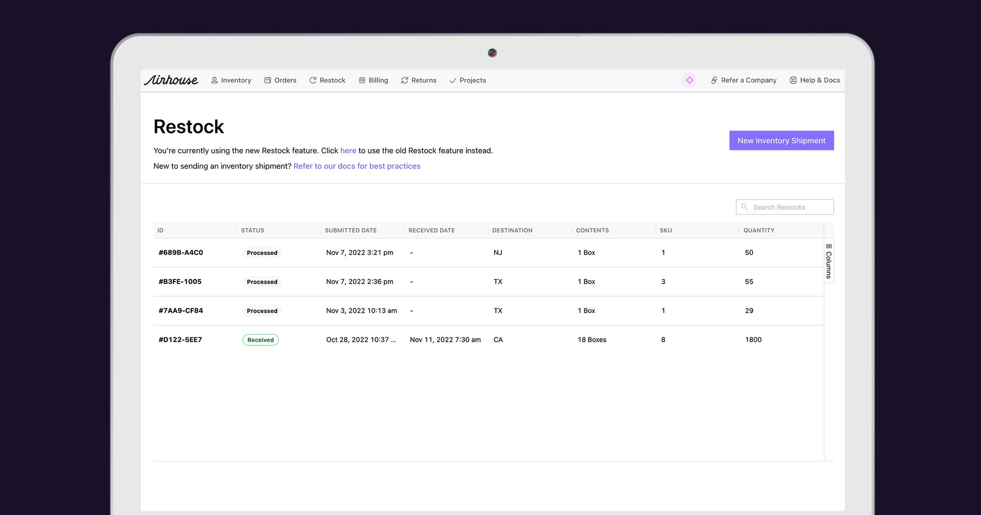 New Feature: Updated Restock & Freight Coordination
