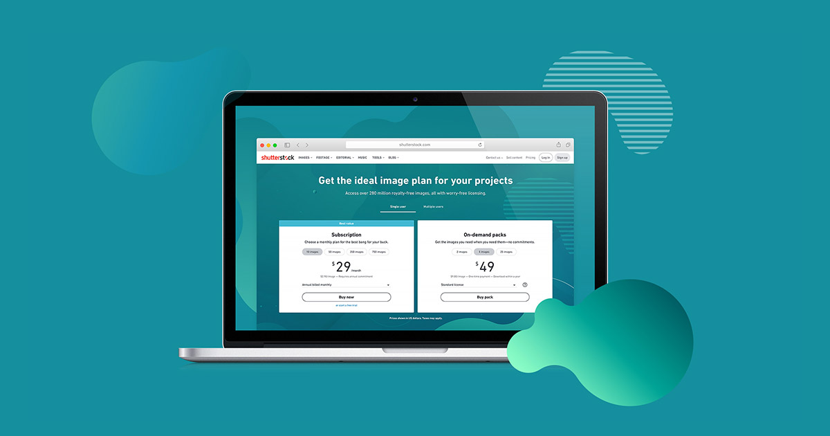 Shutterstock Pricing Page