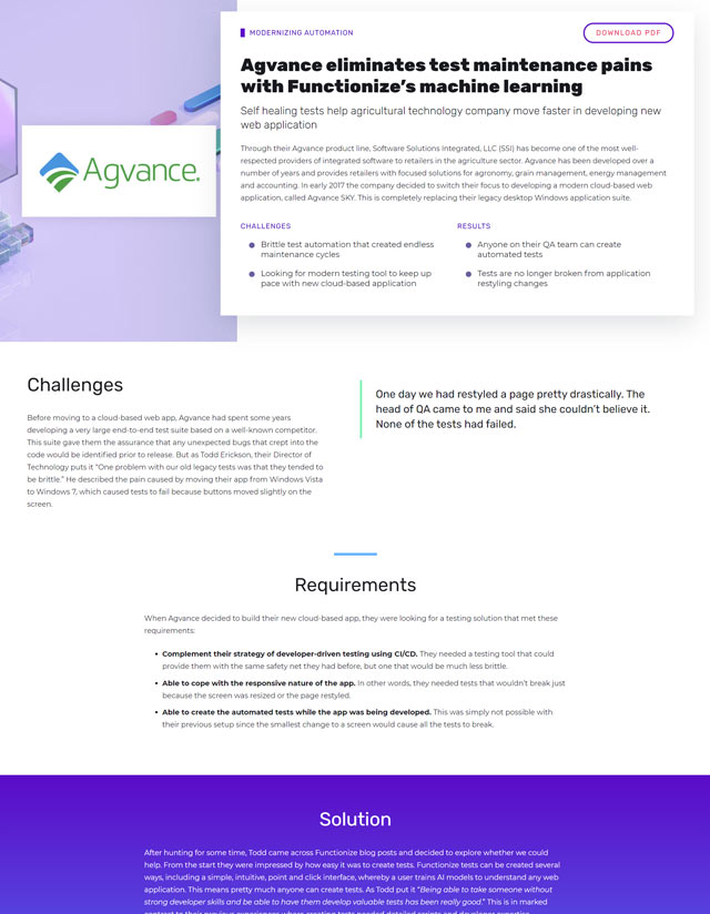 Agvance eliminates test maintenance pains with Functionize’s machine ...
