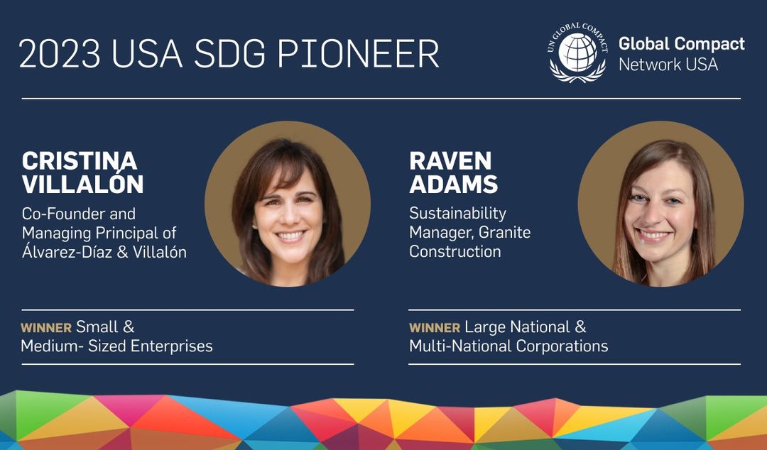 Global Compact Network USA Recognizes Cristina Villalón and Raven Adams ...
