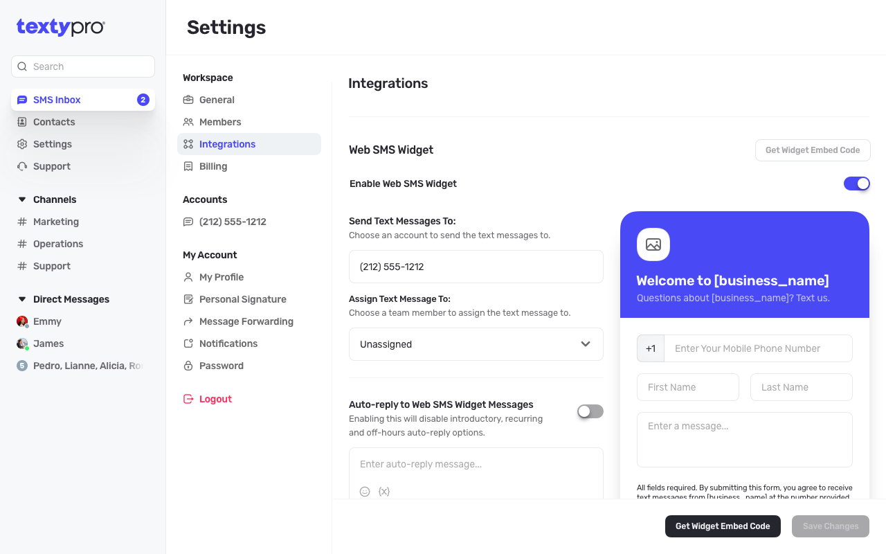 How to add SMS Chat Widget on your website