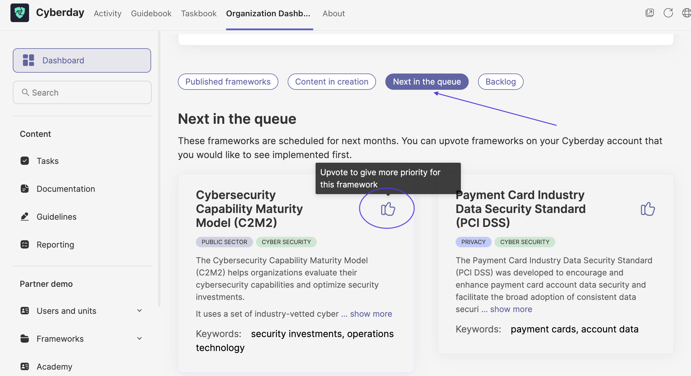 (Help article) Available frameworks in Cyberday and voting / wishing ...