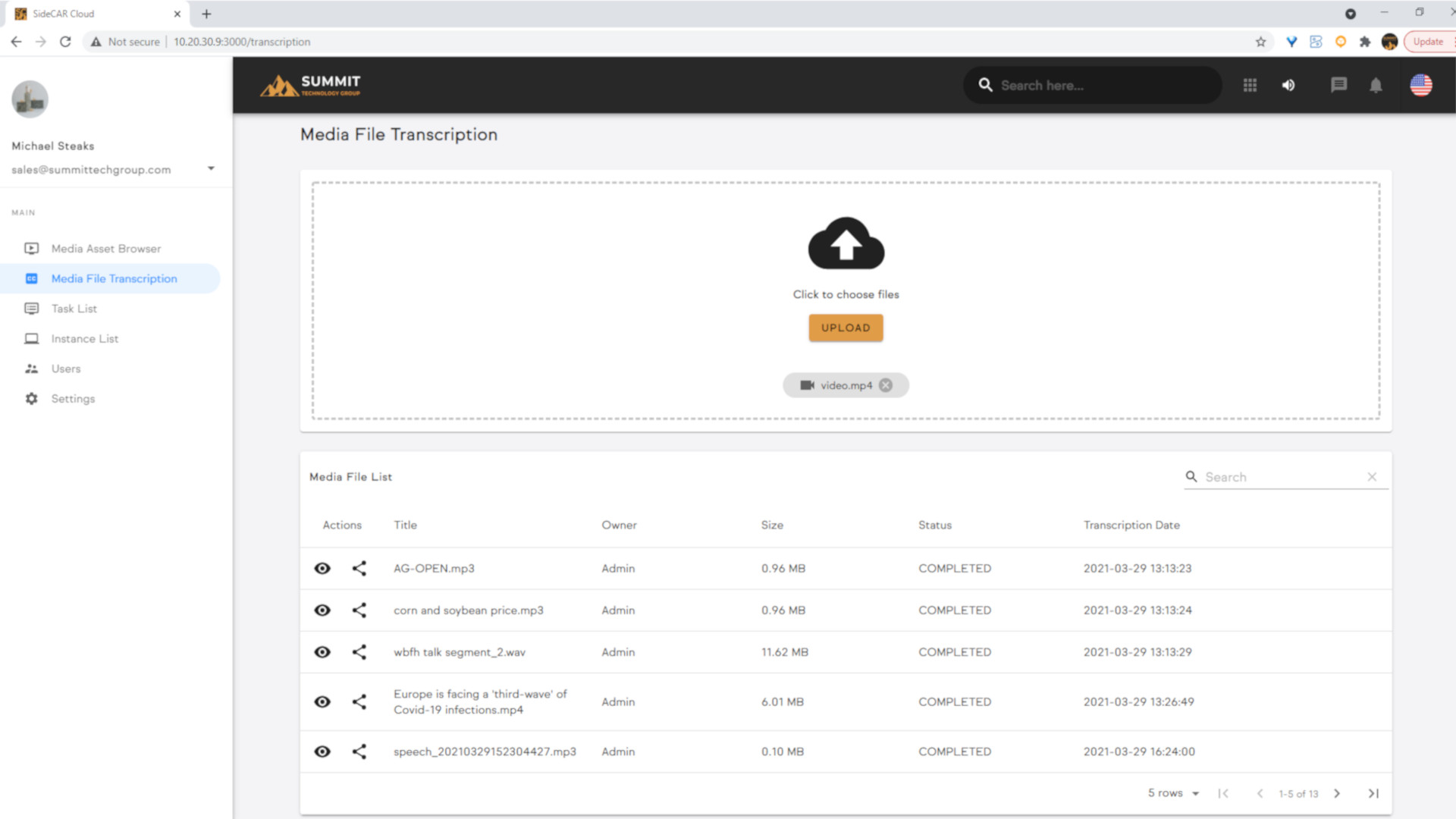 SideCAR Media Logger | Summit Technology Group