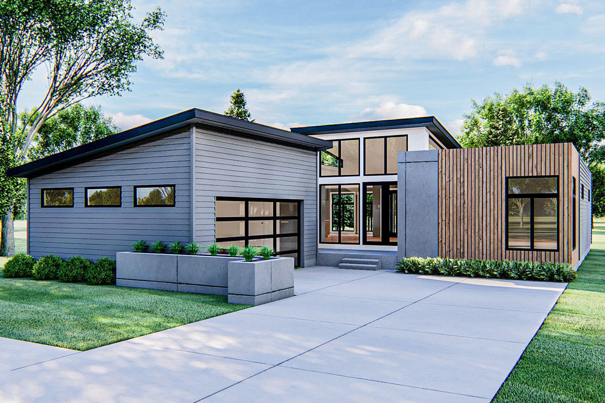 Contemporary Floor Plan: 69663AM
