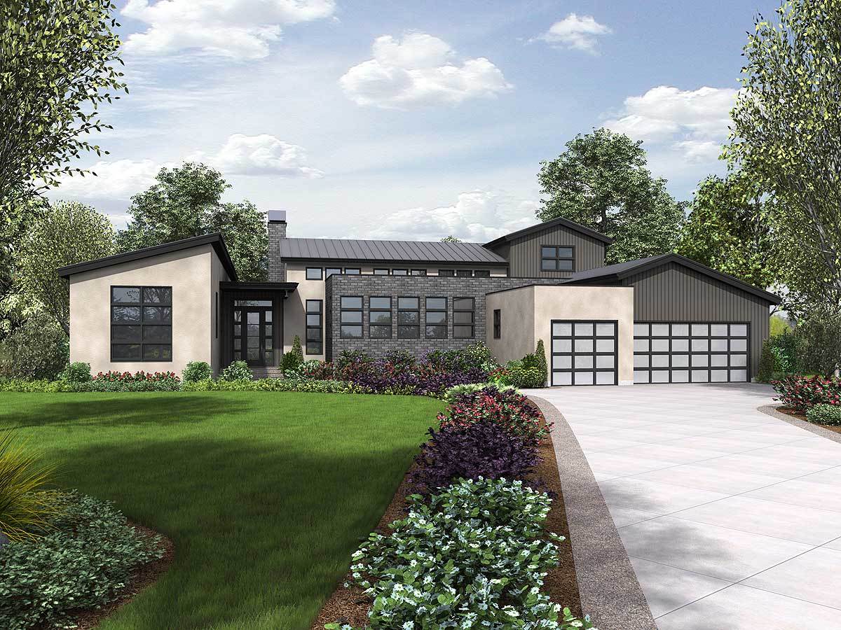 Contemporary Floor Plan: 69663AM