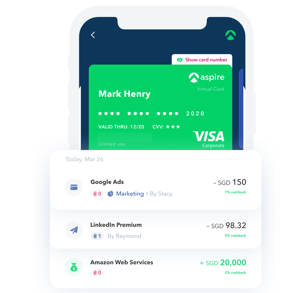 The smartest corporate business card for startups - Aspire