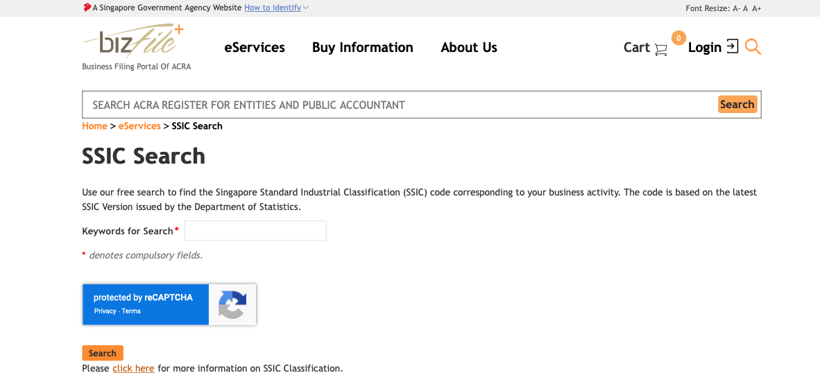 How To Find Your Company’s SSIC Code on ACRA BizFile+