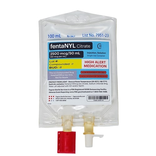 fentaNYL Citrate Injection, 50mcg/mL (2500mcg/50mL), in a 100mL Bag