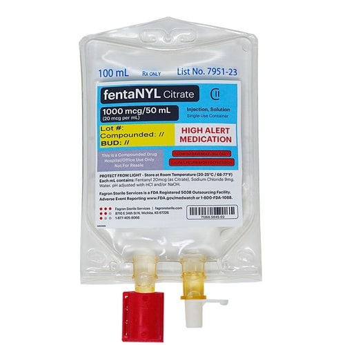 fentaNYL Citrate Injection, 20mcg/mL (1000mcg/50mL), in a 100mL Bag