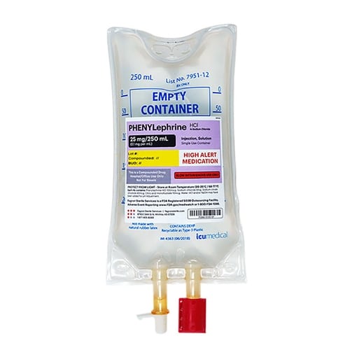 Phenylephrine HCl Injection Solution, 25mg per 250mL, in a 250mL Bag