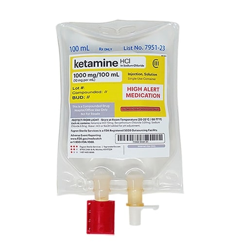 ketamine HCl Injection, 1000mg per 100mL, in a 100mL Bag