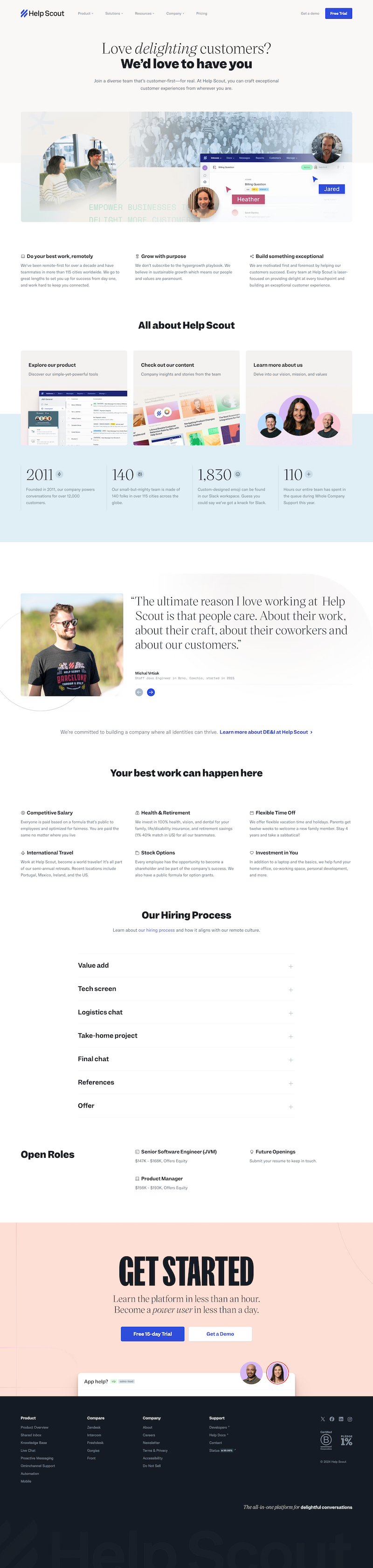 Help Scout Careers Page for SaaS Inspiration