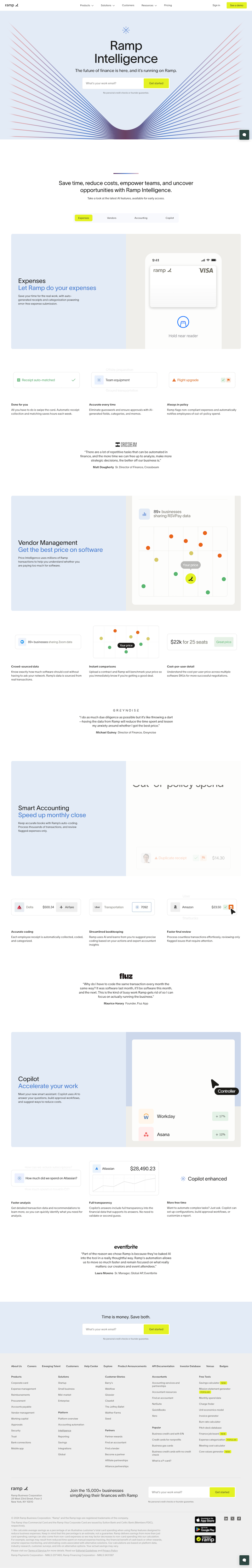 Ramp AI Page for SaaS Inspiration