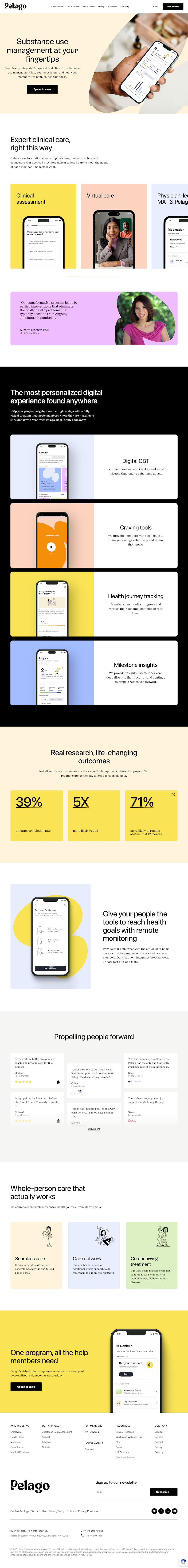 Pelago Health How It Works Page for SaaS Inspiration