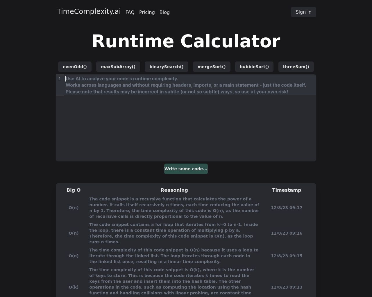 Timecomplexity Ai