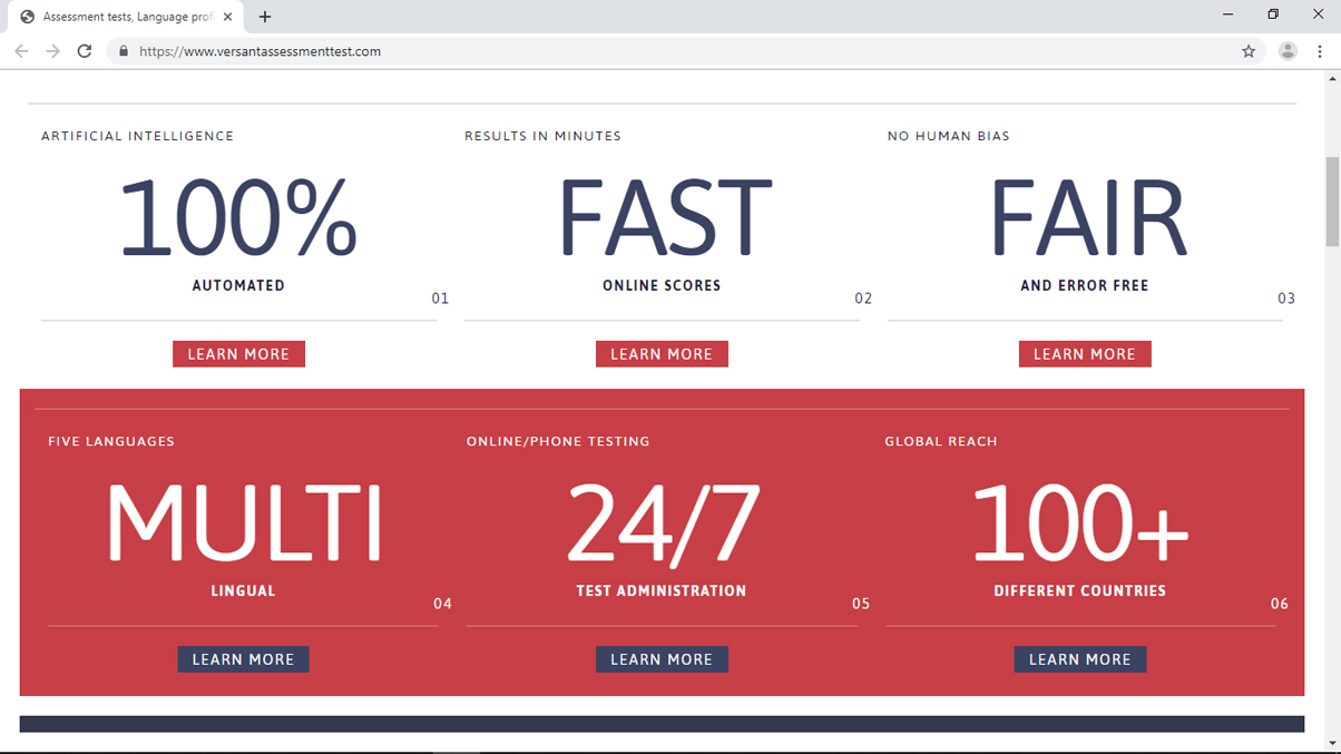 TDS/Versant Assessment Across Industries
