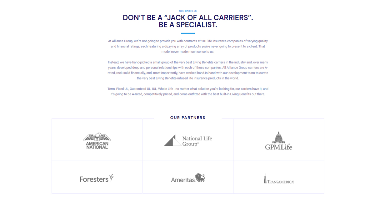 Life Insurance Carriers | Alliance Group
