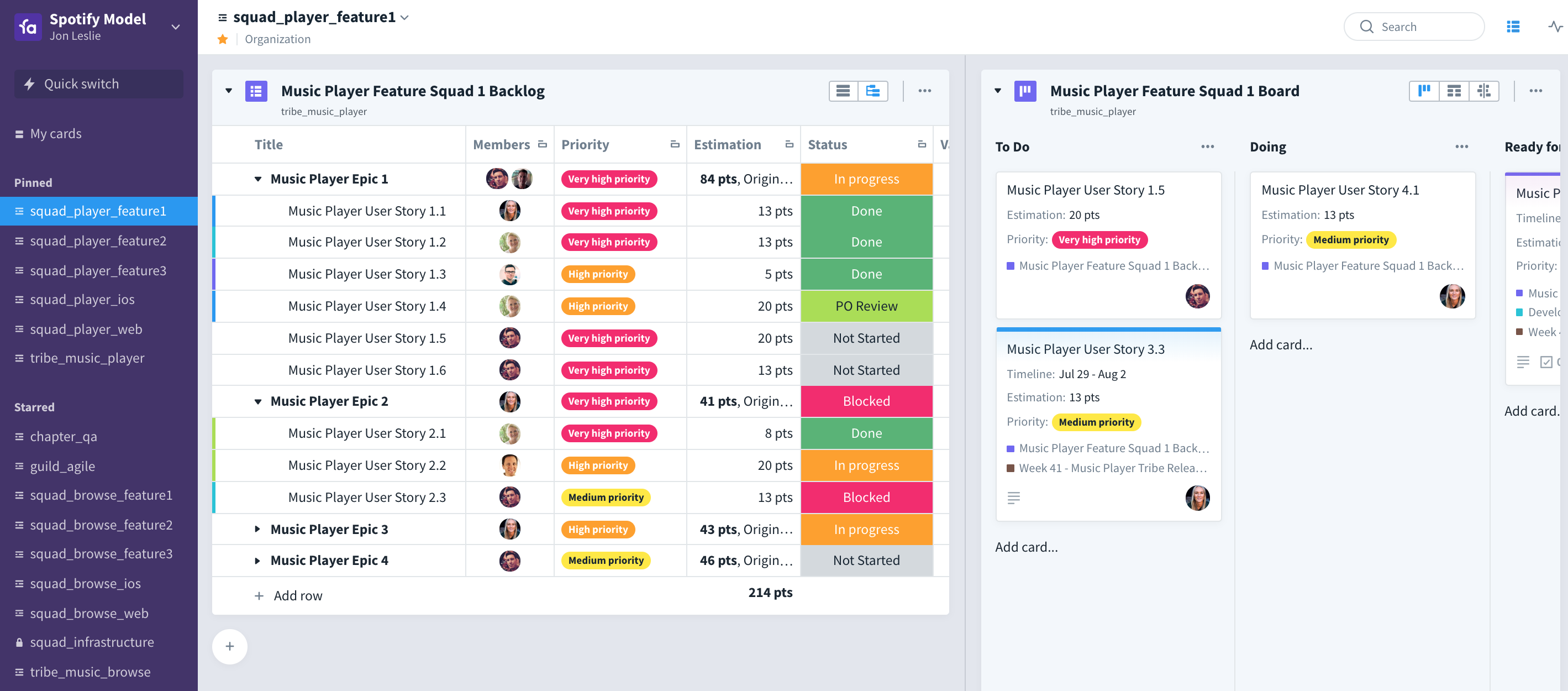 Favro | The “Spotify Model” in Favro