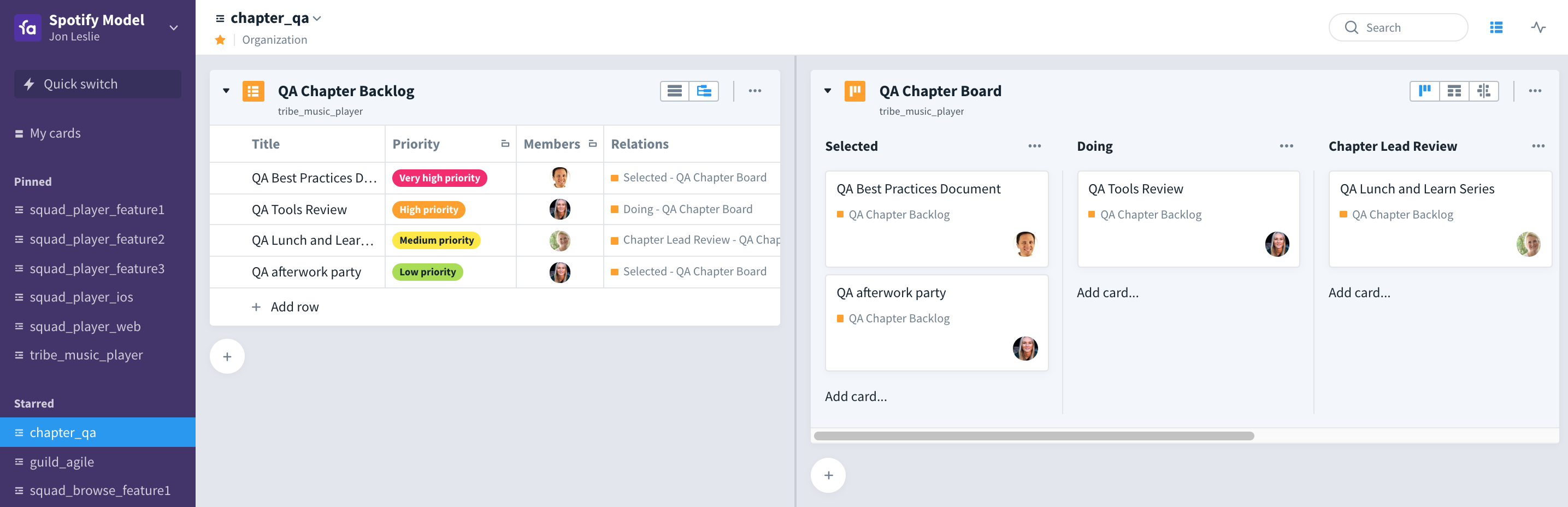 Favro | The “Spotify Model” in Favro