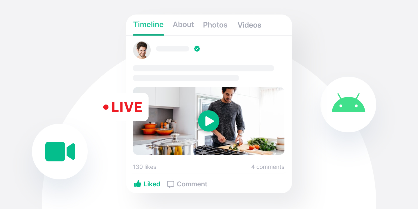 How to create live-stream posts in an Android app