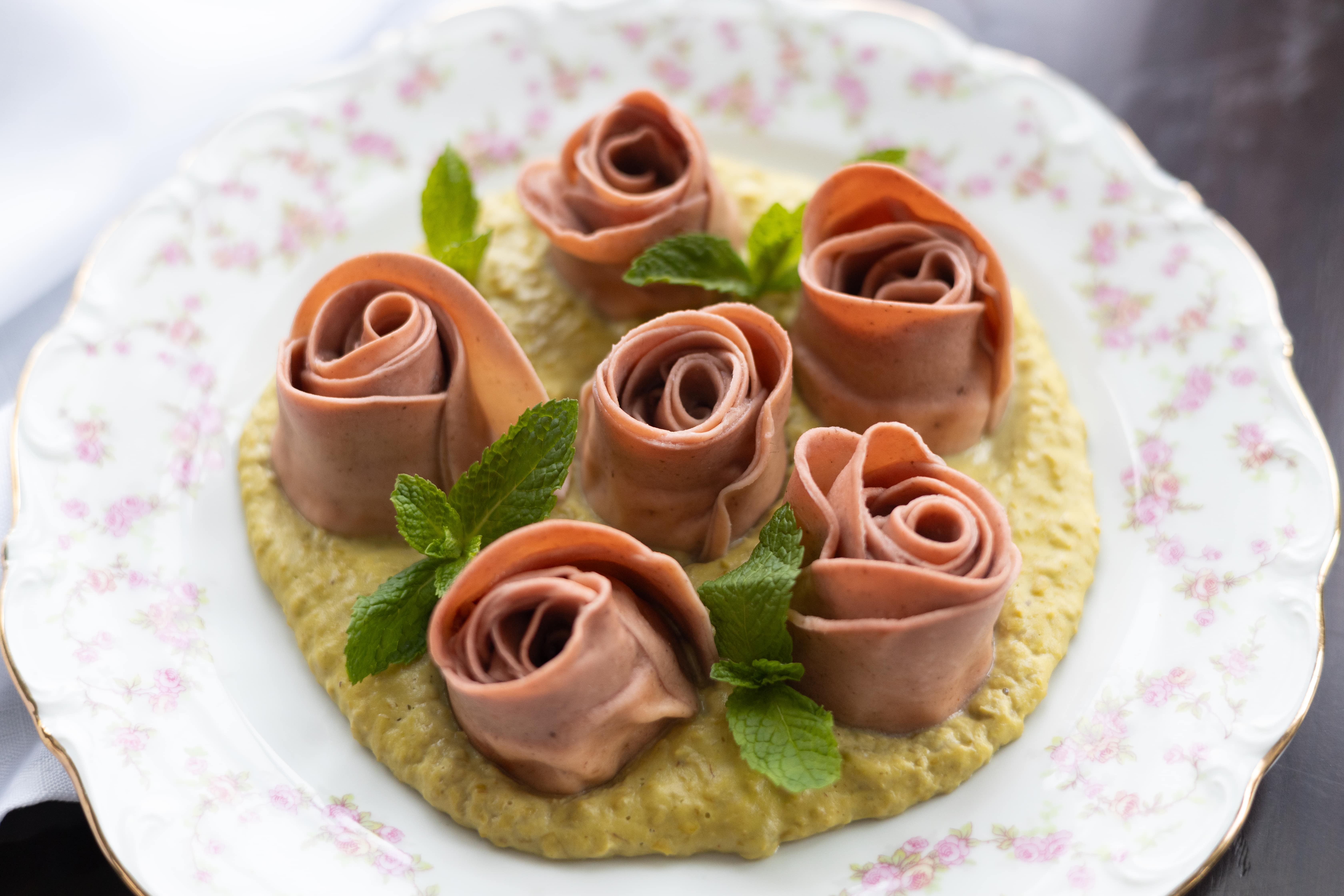 Rose Raviolios with pea cream sauce | Flourish Flour