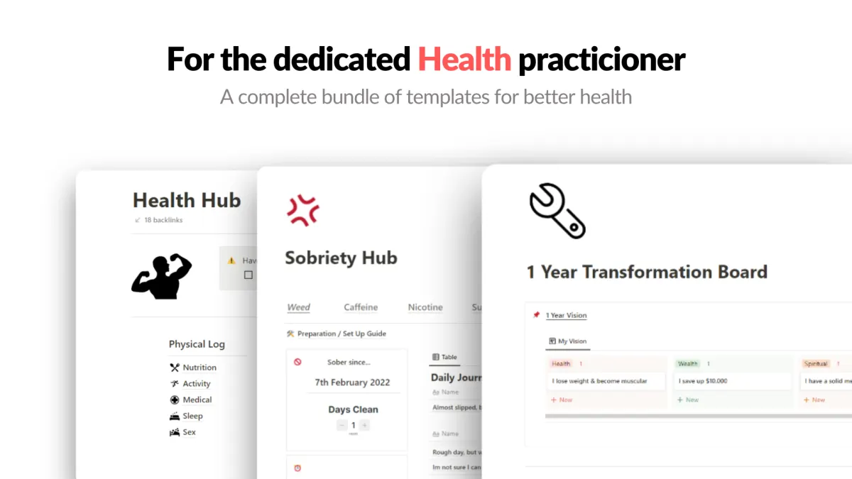 Health Bundle | Notion Everything