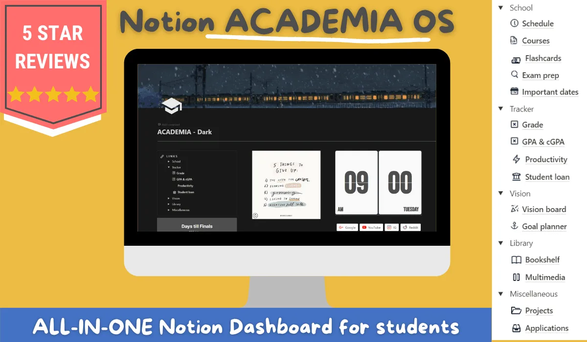 Notion Templates for Students | Academia OS Dashboard | Notion Everything